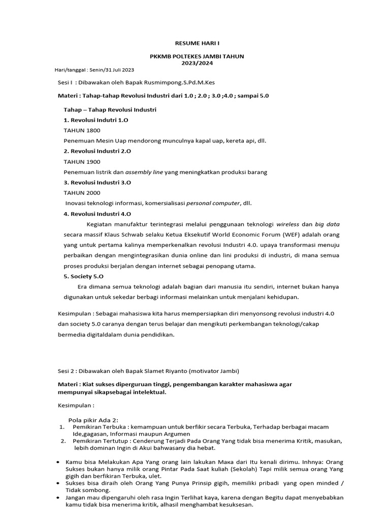 Resume Final | PDF | Karier & Perkembangan | Pengembangan Diri