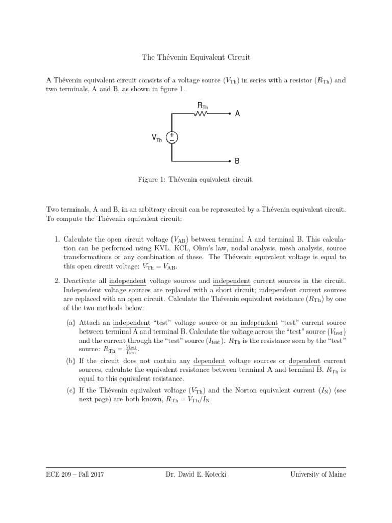 ECE209 2017 Thevenin Norton | PDF | Electrical Network | Electronic ...
