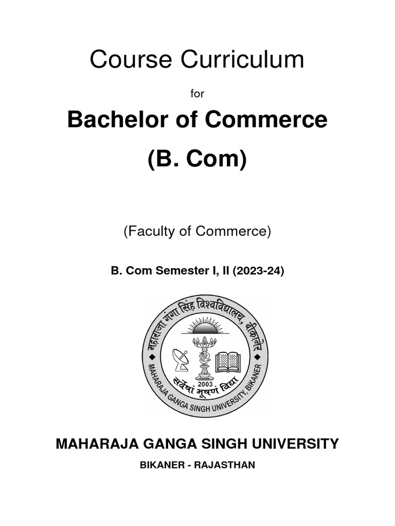 Bachelor of Commerce (B. Com) : Course Curriculum | PDF