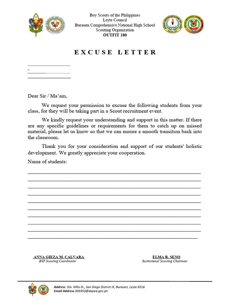 Excuse Letter For Recruitment | PDF
