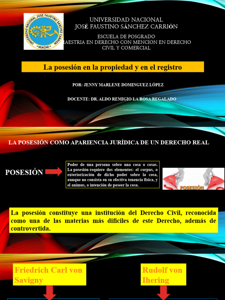 Posesión y Registro de Propiedad en Derecho | PDF | Posesión (Ley ...