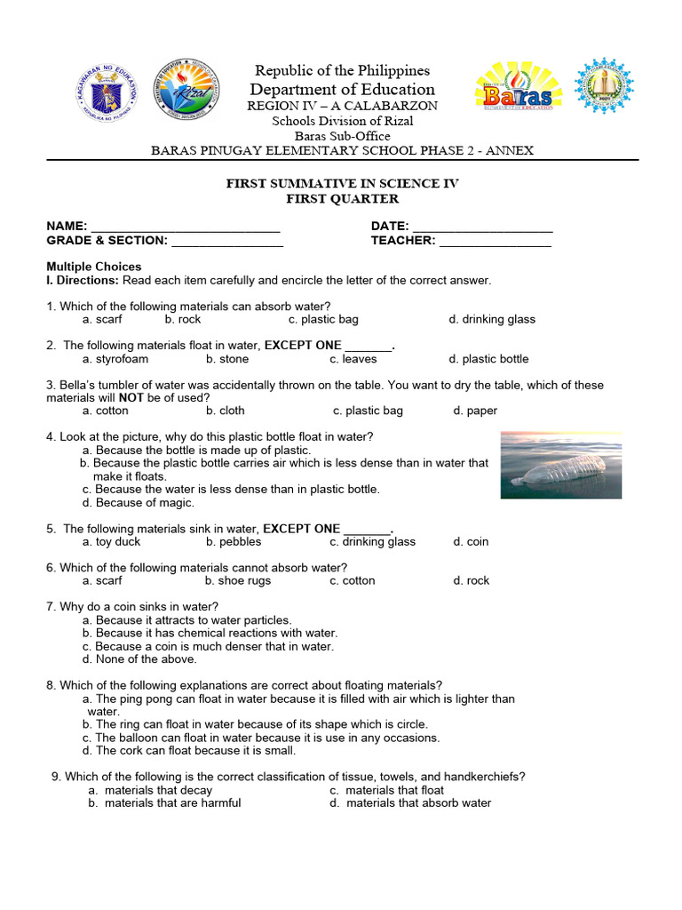 Grade 4 Science Quiz | PDF