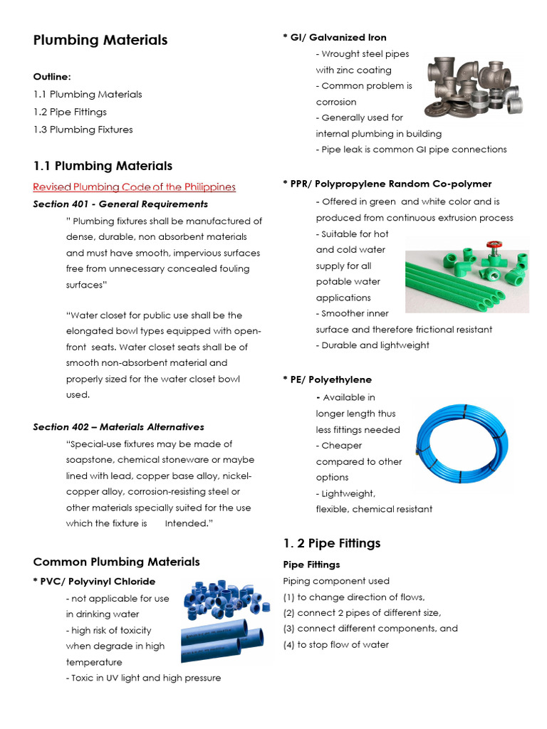 Plumbing Materials - PDF N | Download Free PDF | Plumbing | Pipe (Fluid ...