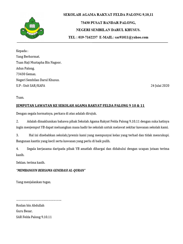 Surat Yb (Lawat Sekolah) | PDF