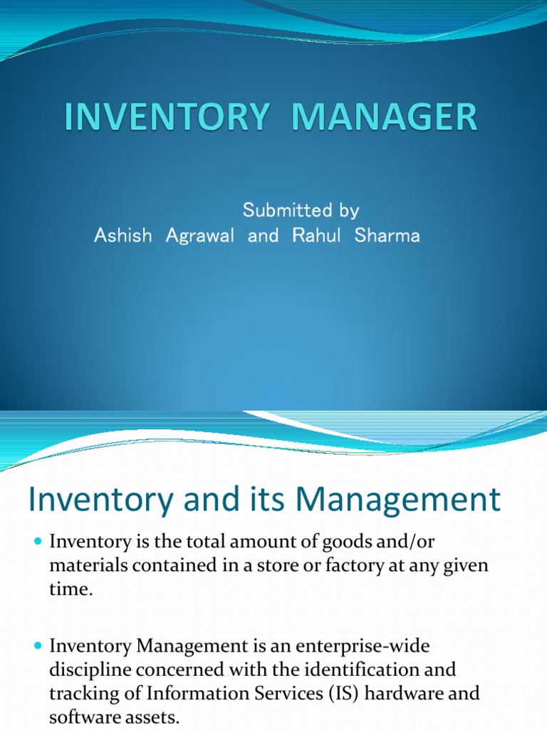Submitted by Ashish Agrawal and Rahul Sharma | PDF | Inventory | Databases
