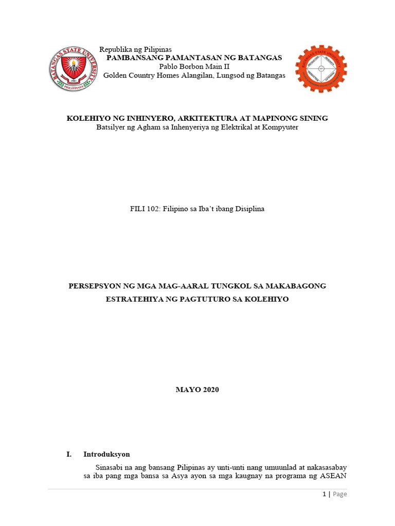 Template Pagsulat NG Artikulo Fili102 | PDF