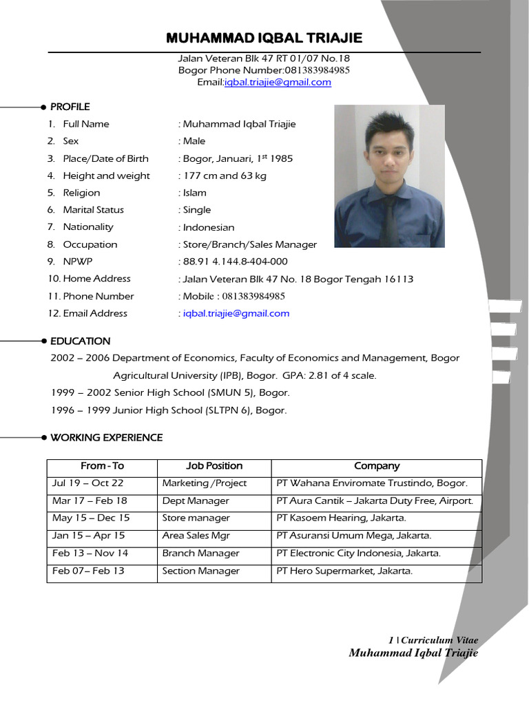CV Iqbal Triajie | PDF