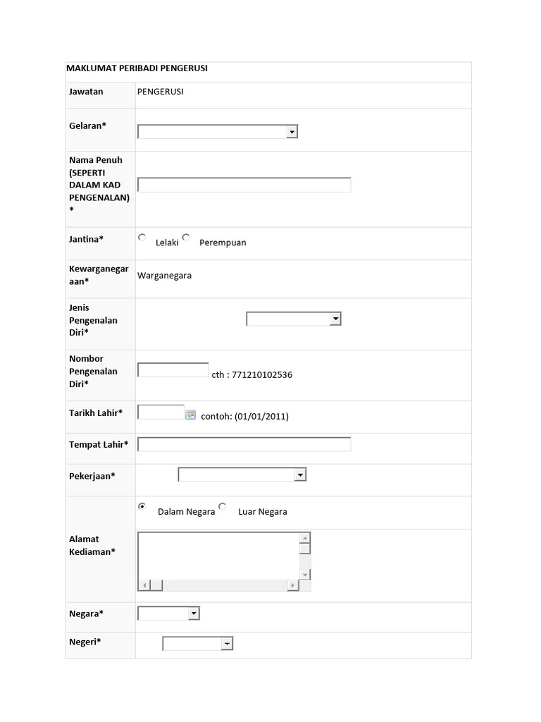 Maklumat Peribadi Pengerusi | PDF