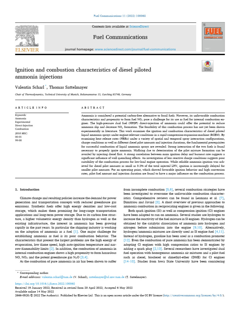 Ignition and Combustion Characteristics of Diesel Piloted - 2022 - Fuel ...