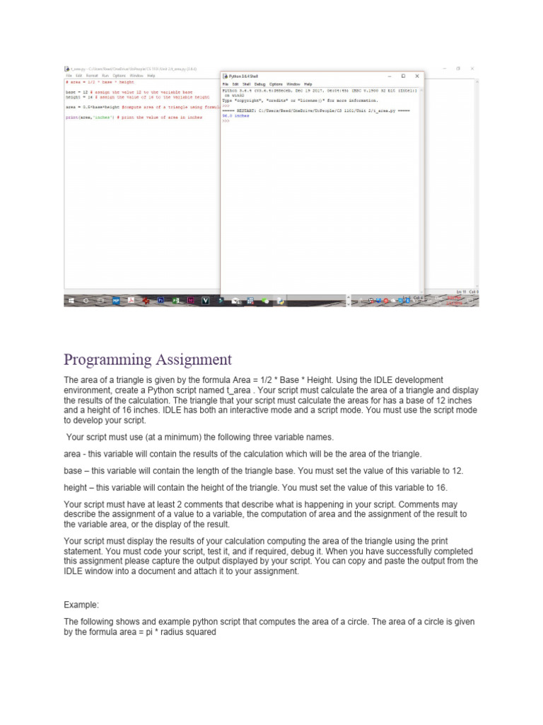 Programming Assignment Unit 2 | PDF | Area | Scripting Language Programming Assignment Unit 2 | PDF | Area | Scripting Language