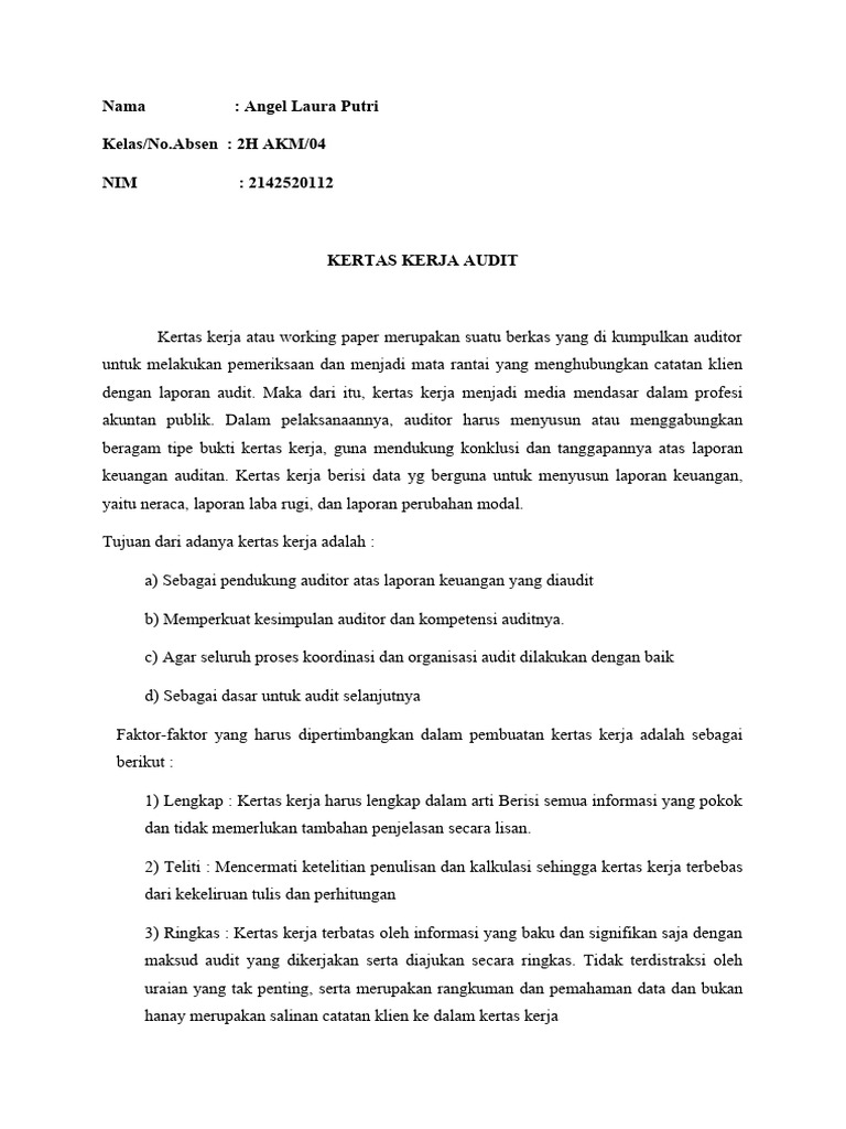 Kertas Kerja Auditing | PDF | Bisnis | Komputer
