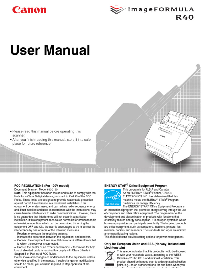 R40 User Manual EN | PDF | Image Scanner | Usb