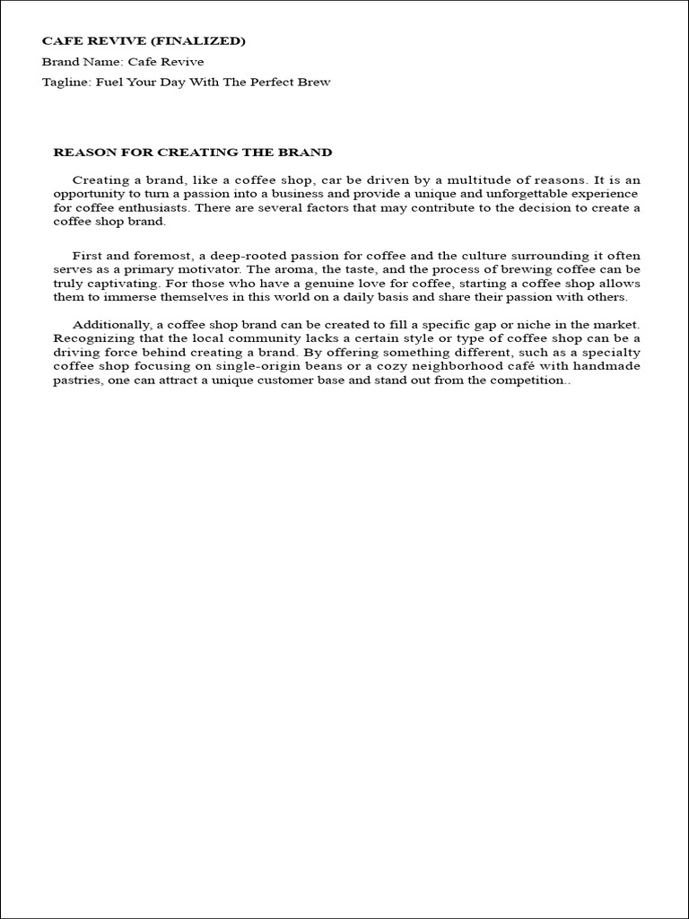 Cafe Revive | PDF | Brand | Coffeehouse