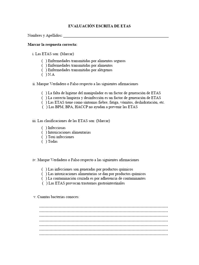 Evaluación Escrita de Etas | PDF