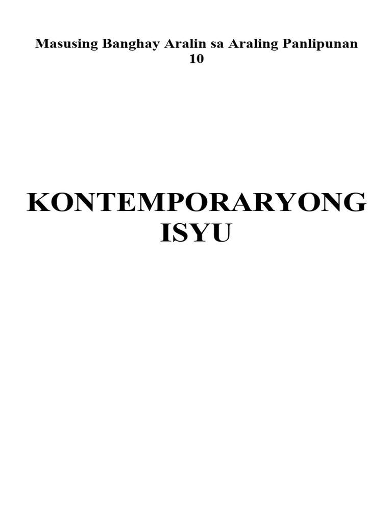 Konsepto at Kahalagahan NG Kontemporaryong Isyu | PDF