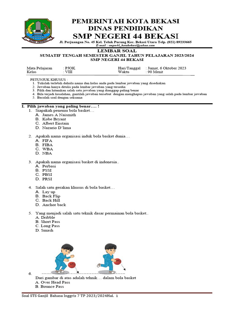 STS Ganjil KLS 7 2023-2024 Pjok BARU | PDF