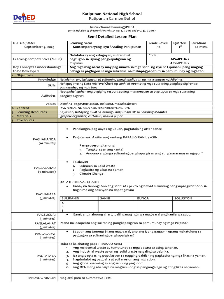 Lesson Plan AP 10 SEPT. 19 | PDF