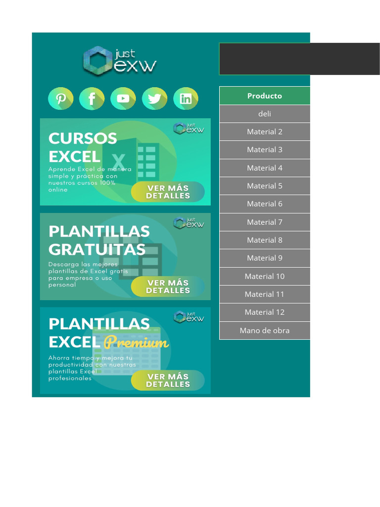 Plantilla de Excel Gratuita para Calcular El Precio de Un Producto ... Plantilla de Excel Gratuita para Calcular El Precio de Un Producto ...