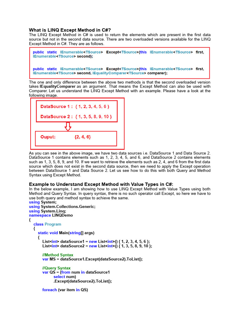 Part 12 Linq Except Method Pdf