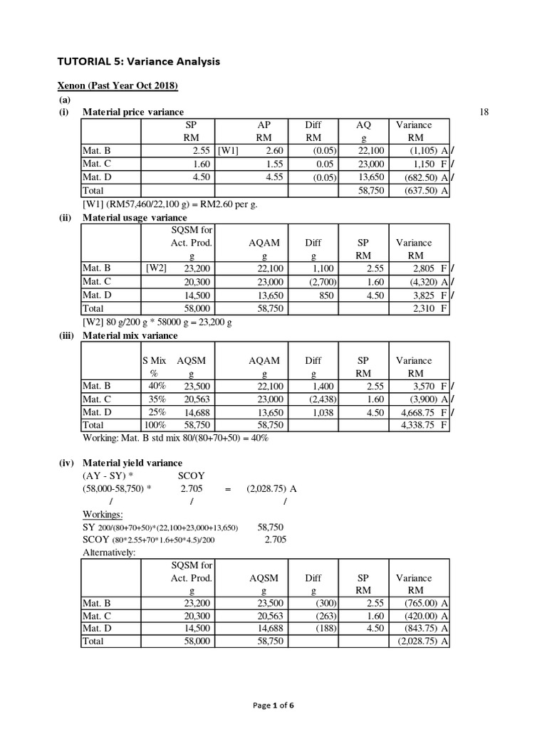 T5 Variance Analysis (A) | PDF