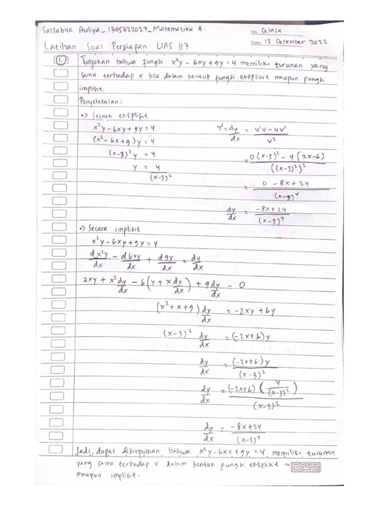 Salsabila Auliya - Persiapan UAS KALDIF | PDF