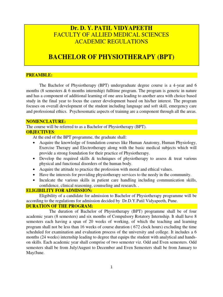 BPT Syllabus 2016 17 Batch | Download Free PDF | Physical Therapy | Bioethics
