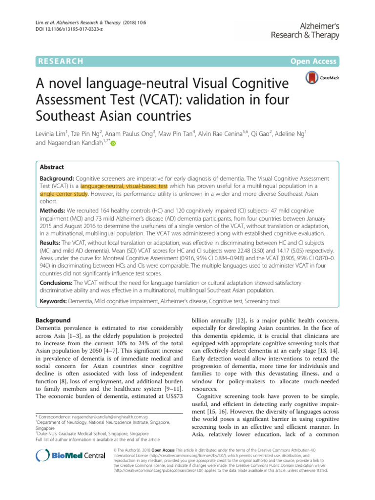 A Novel Language-Neutral Visual Cognitive Assessment Test (VCAT ...