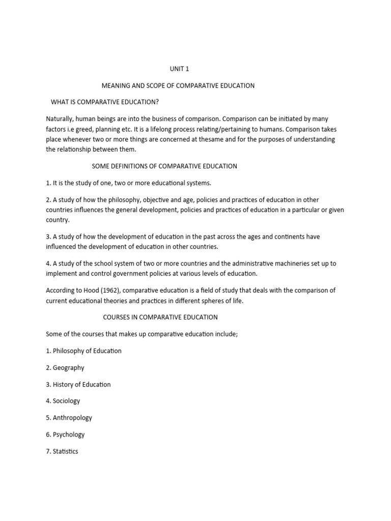 Summary Note On Edu322 (Comparative Education) | PDF | Schools ...