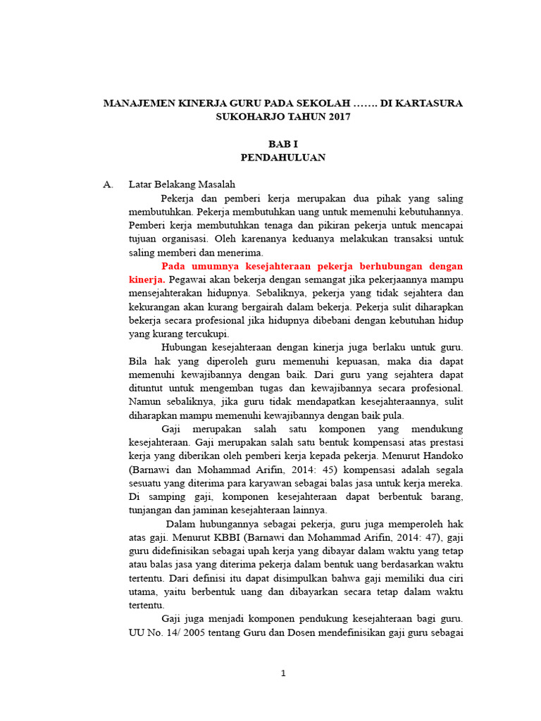 1 - Contoh Bab 1 | PDF | Karier & Perkembangan