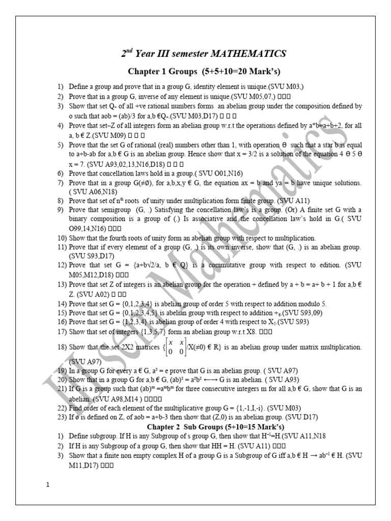 3rd Sem Maths Imp Questions | PDF