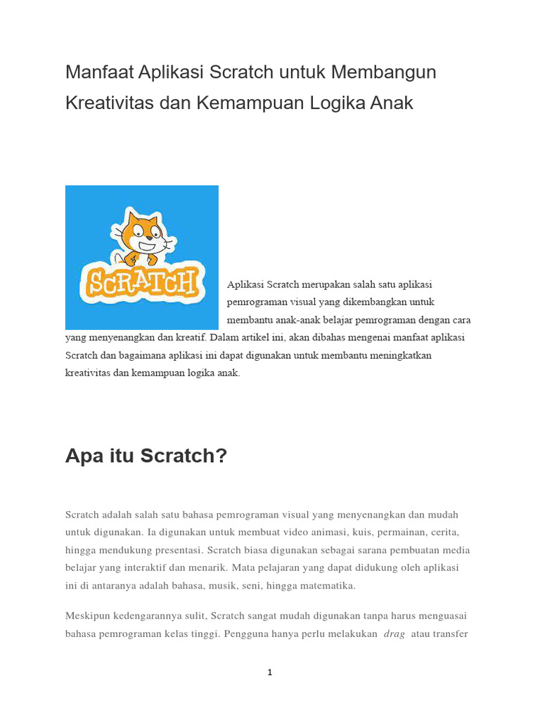Manfaat Aplikasi Scratch Untuk Membangun Kreativitas Dan Kemampuan ...