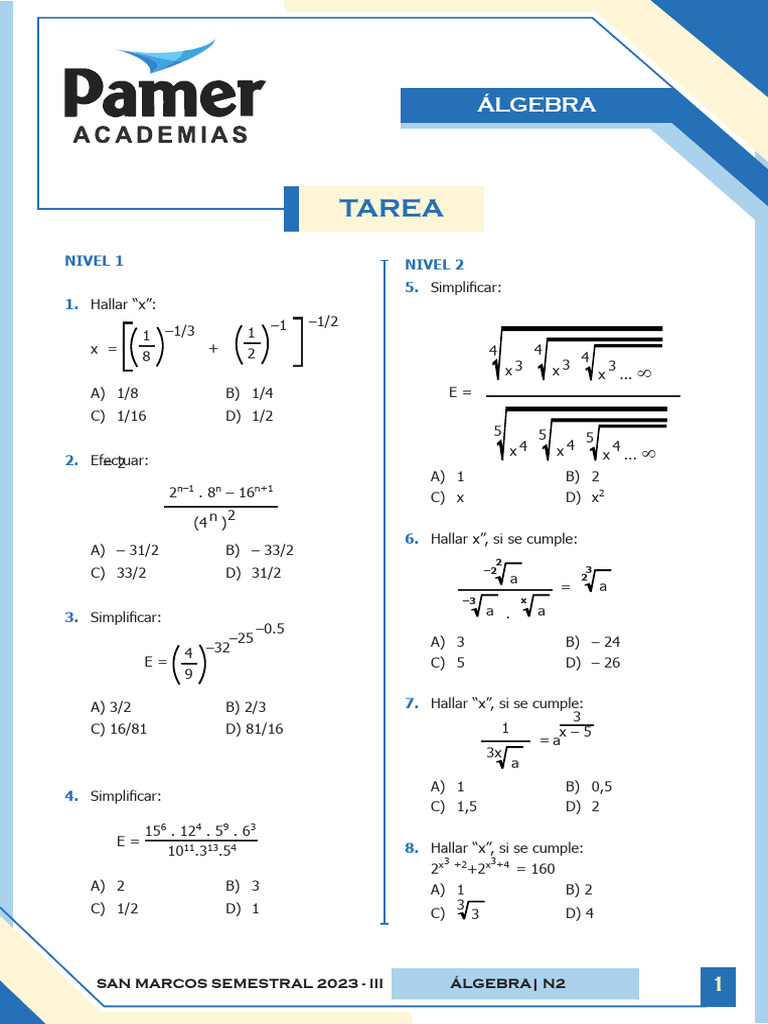 Tarea: Álgebra | PDF | Ajedrez
