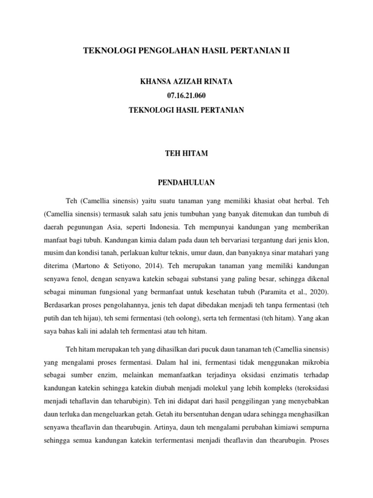 TPHP Ii Teh Hitam Khansa Azizah Rinata THP TK2 | PDF