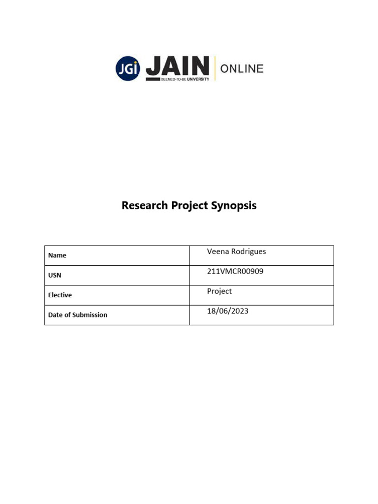 MCom - Project Synopsis Template | PDF