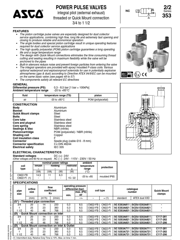 Asco Valve | PDF | Valve | Electrical Connector