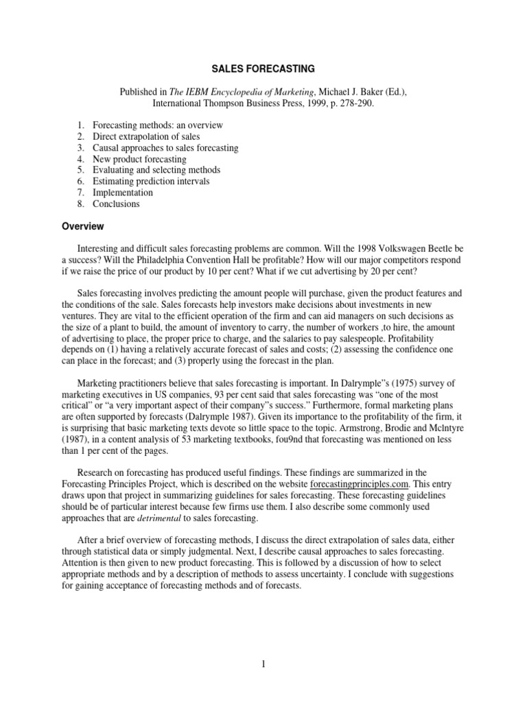 Sales Forecasting | PDF