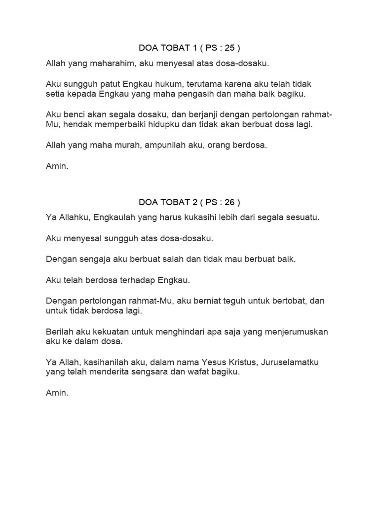 Doa Tobat 1 - 2 | PDF