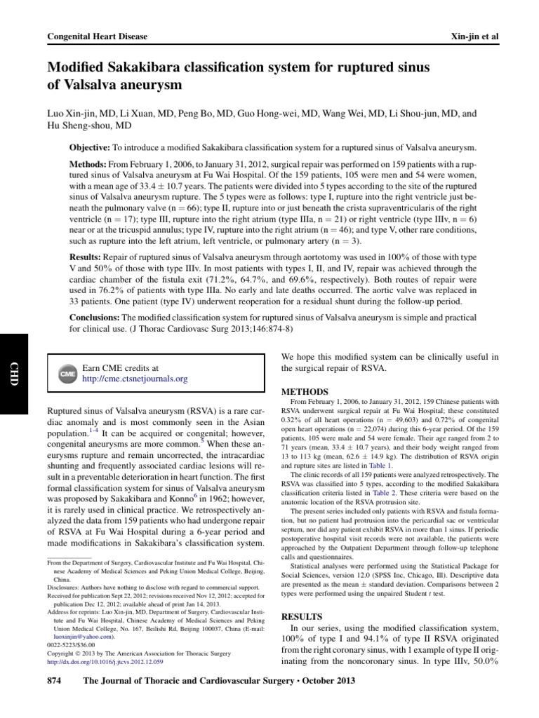 Modified Sakakibara Classification of Rsov | PDF