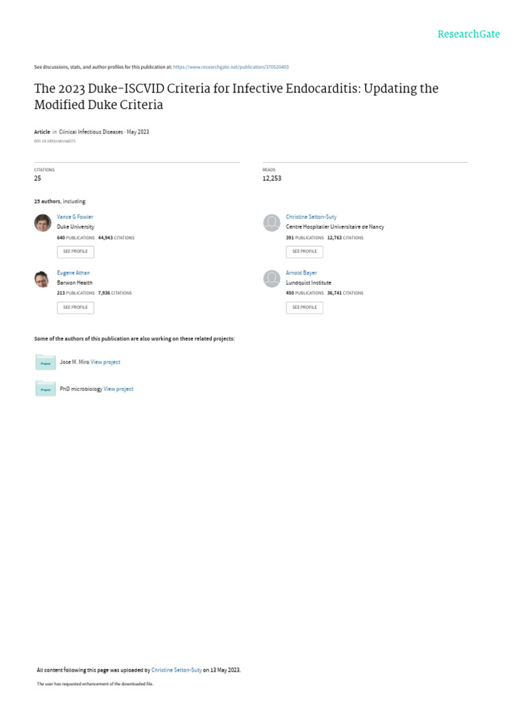 The 2023 Duke-ISCVID Criteria For Infective Endocarditis: Updating The Modified Duke Criteria ...