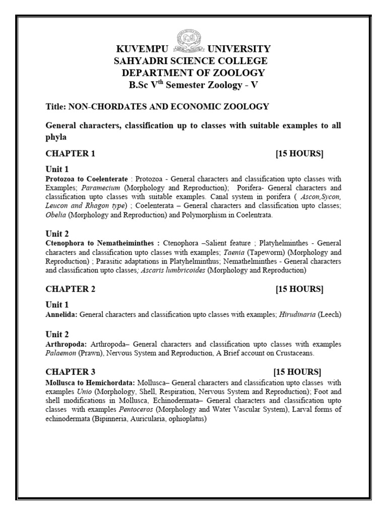 V Sem BSC ZOOLOGY NEP SYLLABUS 2023 24 | PDF | Vertebrates | Reptile