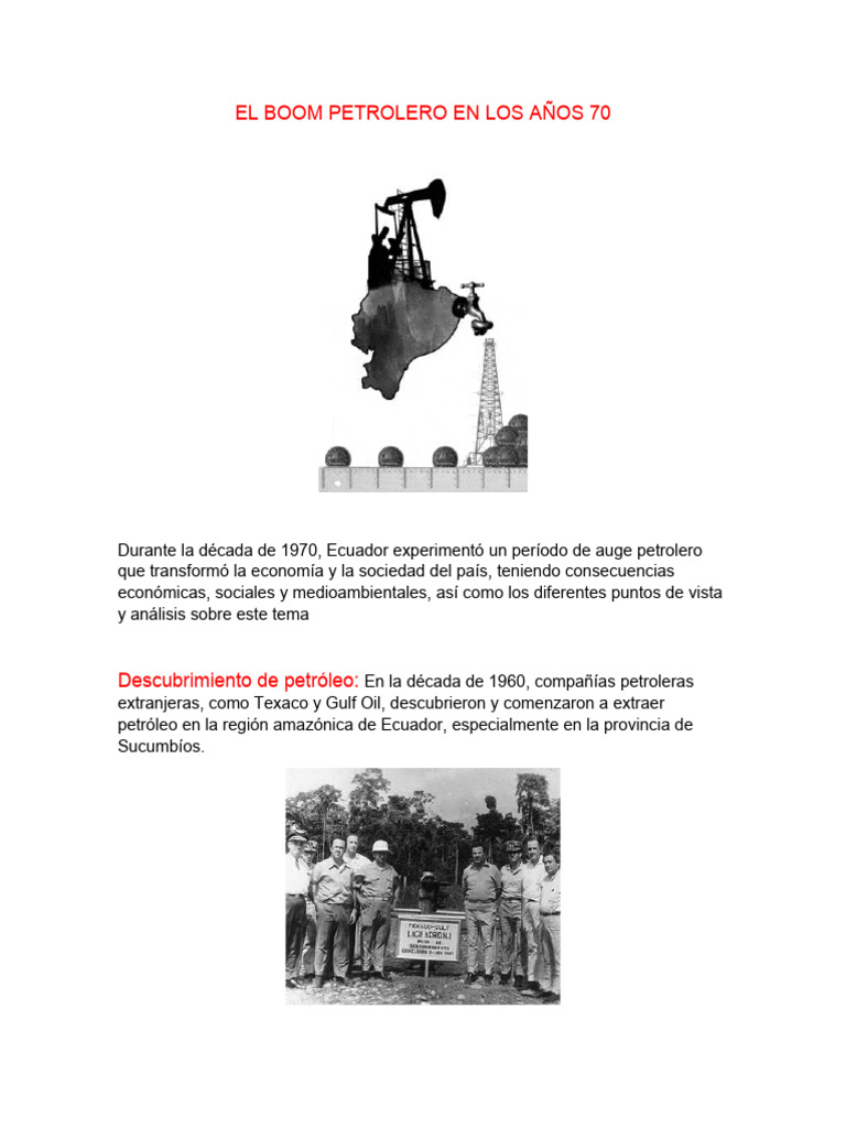 El Boom Petrolero en Ecuador: Años 70 | PDF