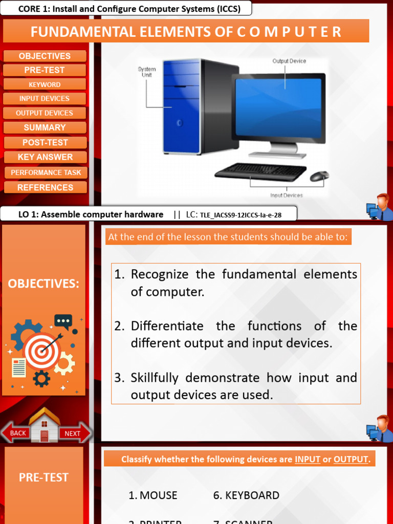 Lo1 Week 3 Day 1 - 2 Fundamental Elements of Comp | PDF | Input/Output | Computer Hardware