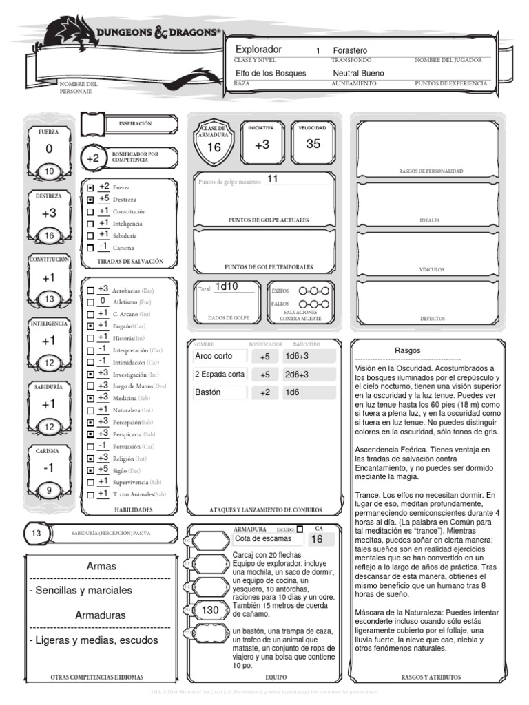 Personaje Explorador 1 | PDF