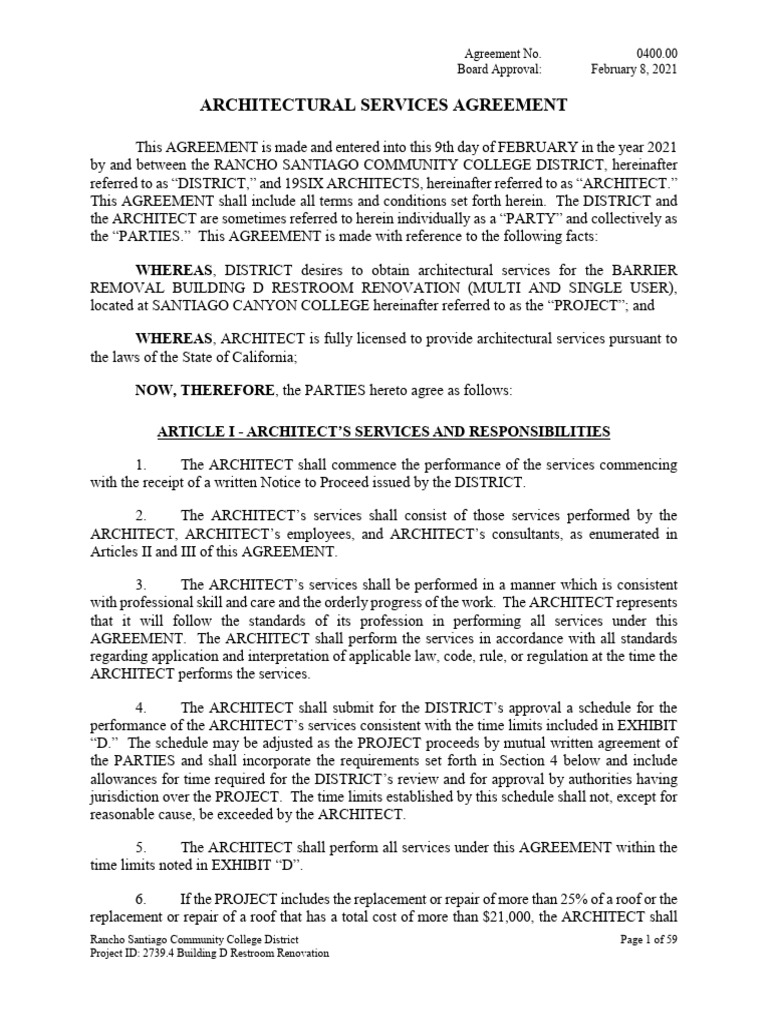 19six Agree 0400.00 | PDF | Architect | Specification (Technical Standard)