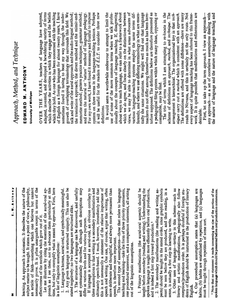 Approach, Method, and Technique, EDWARD M. ANTHONY | PDF