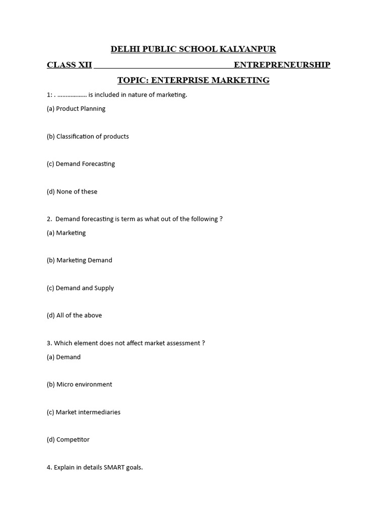 Enterprise Marketing Worksheet | PDF | Business