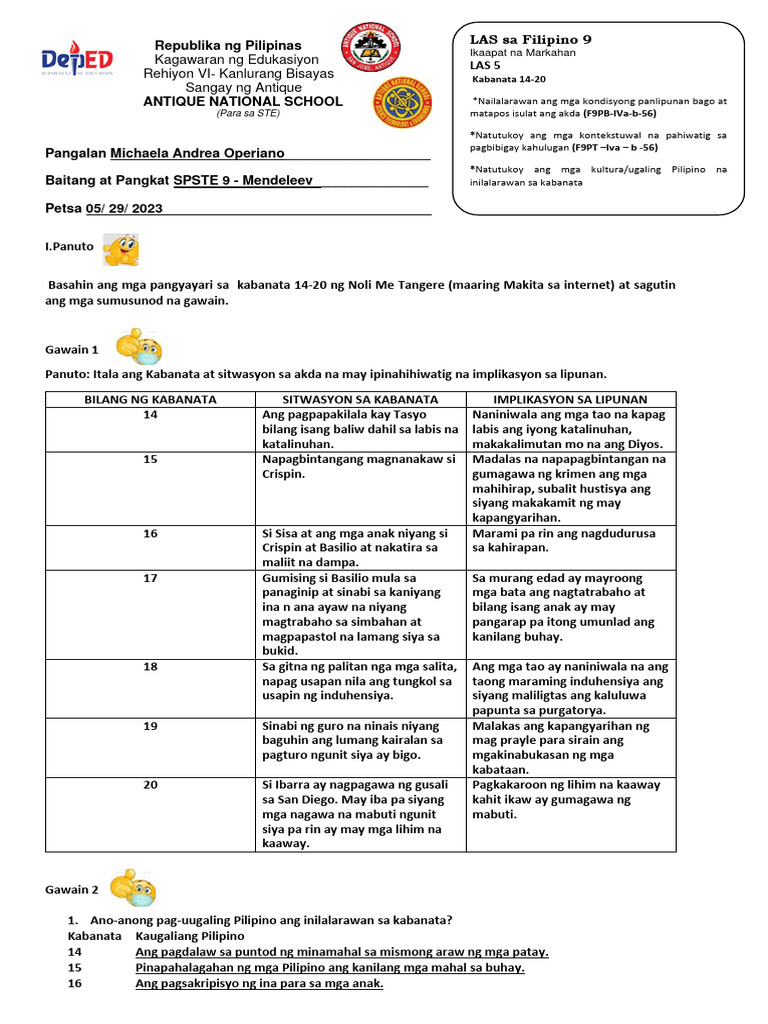 4th Fil 9 LAS 5 Kabanata 14 20MAO | PDF