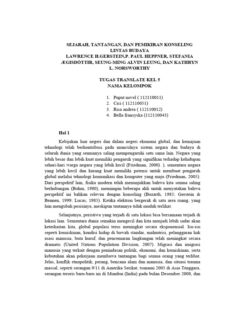 Kel 5 Tugas Translate, BK Kons Multikultural | PDF | Ilmu Sosial