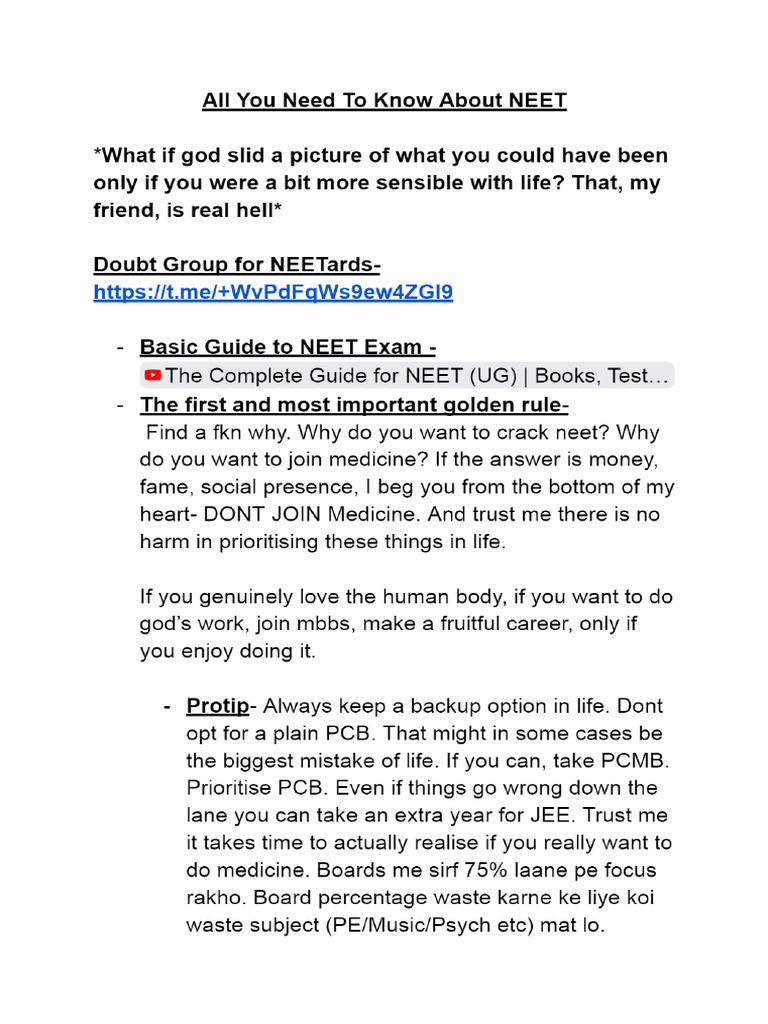 Ultimate Guide To Neet | PDF