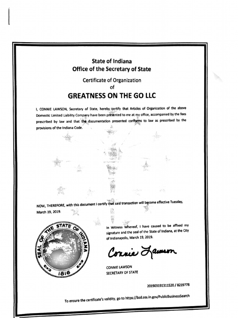 Certificate of Organization | PDF